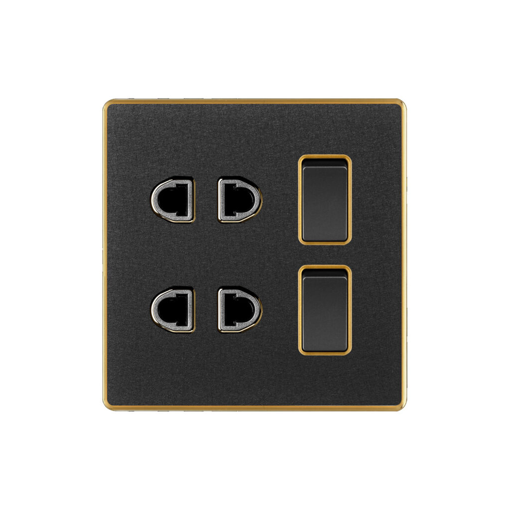 Aqua Xtreme Black 2 Switches + 2 Socket – Aqua Electrical
