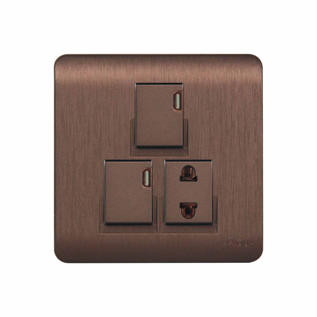 AQUA EDGE BROWN 2 GANG SWITCH - Aqua Electrical Switches & Sockets