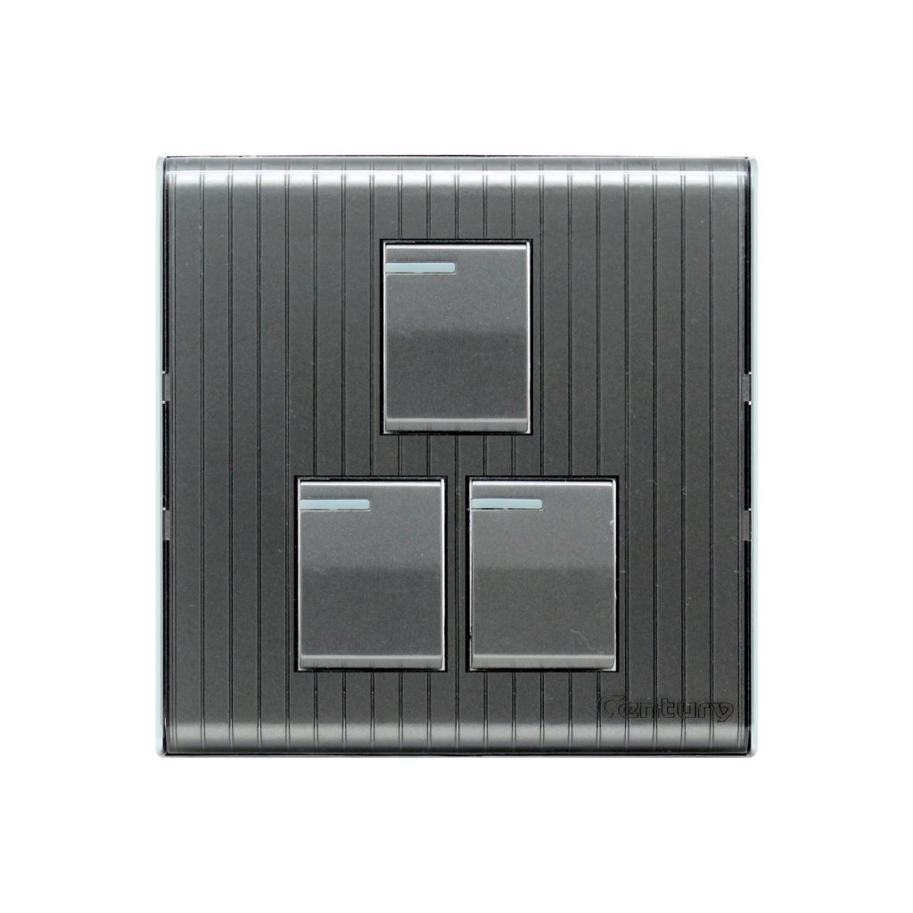 Aqua Xtreme Black 3 Gang Switch - Aqua Electrical Switches & Sockets