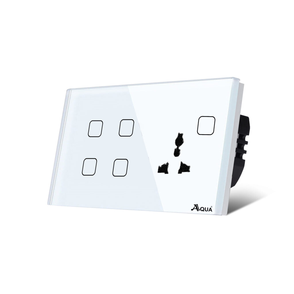 Glass Wifi Smart 4 Gang Switch Plus Multi Socket – Aqua Electrical