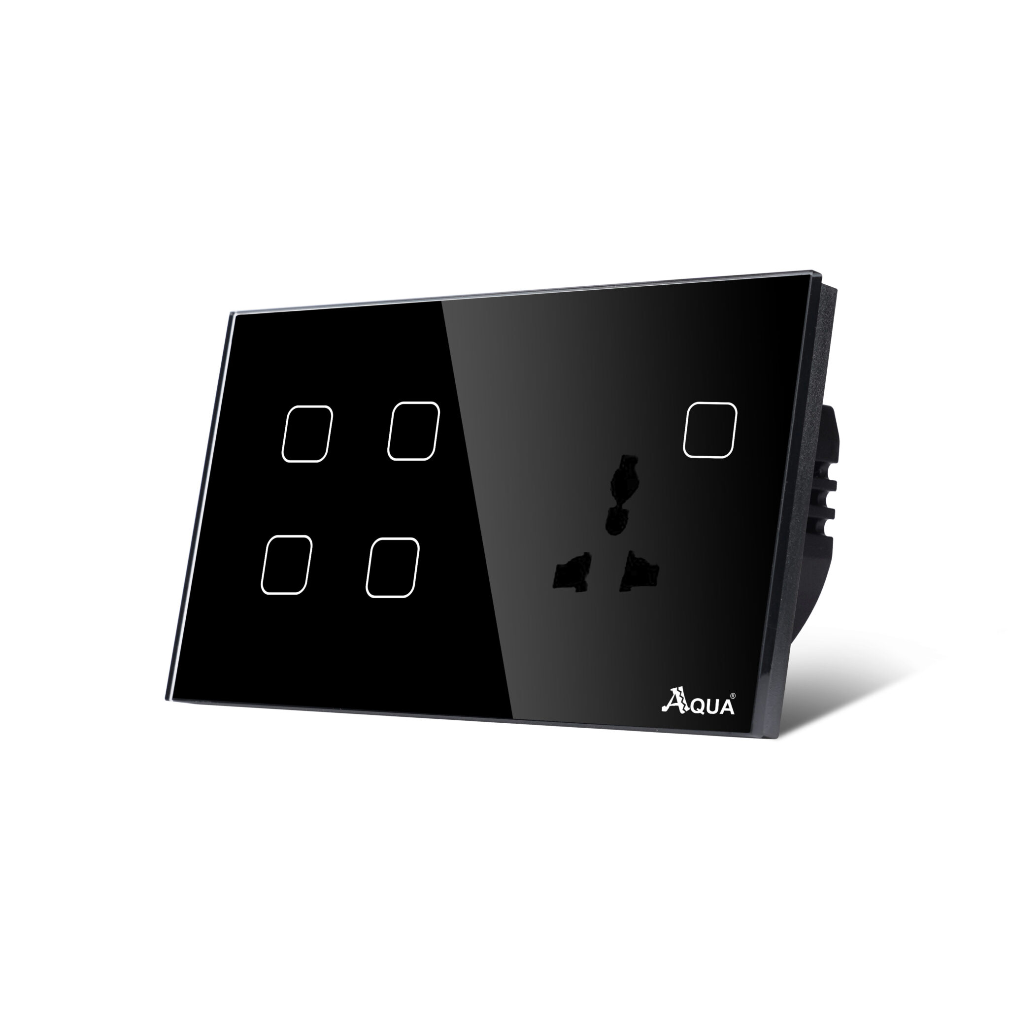 Glass Wifi Smart 4 Gang Switch Plus Multi Socket Black – Aqua Electrical