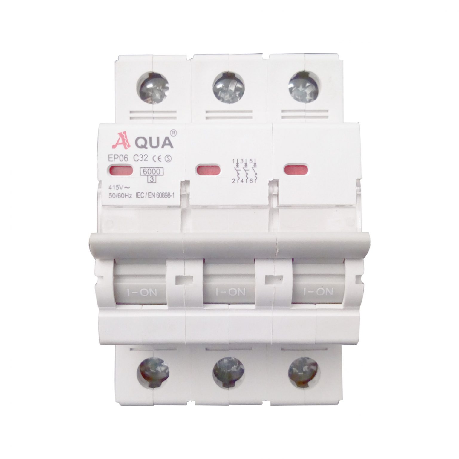AQUA THREE POLE 32 AMP MCB BREAKER - Aqua Electrical