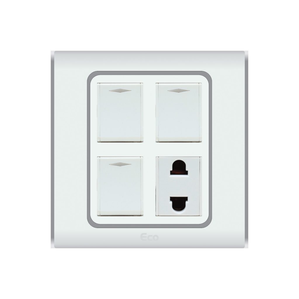 PARADISE ECO 3 GANG SWITCH PLUS 1 SOCKET - Aqua Electrical