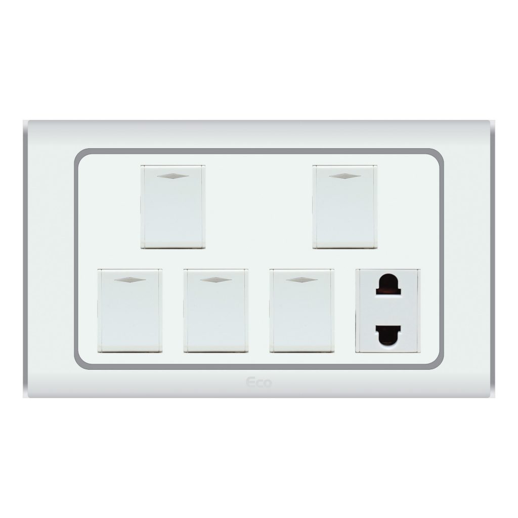 PARADISE ECO 5 GANG SWITCH PLUS 1 SOCKET – Aqua Electrical