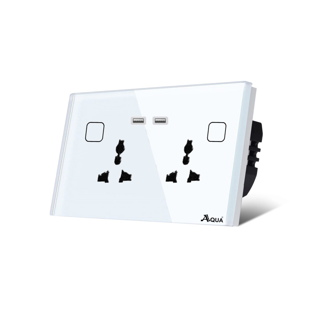 Glass Wifi Smart Double Multi Socket Plus Dual USB – Aqua Electrical