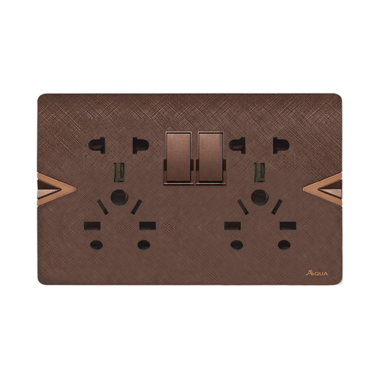 AQUA ARROW BROWN DOUBLE UNIVERSAL SOCKET - Aqua Electrical Switches ...