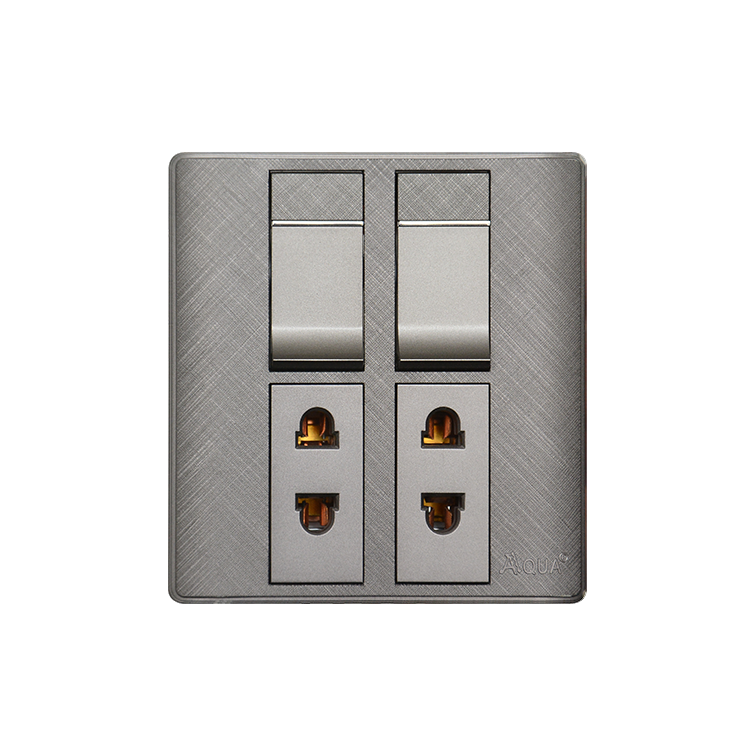 AQUA PINE GREY 2 GANG SWITCH + 2 SOCKET - Aqua Electrical Switches ...