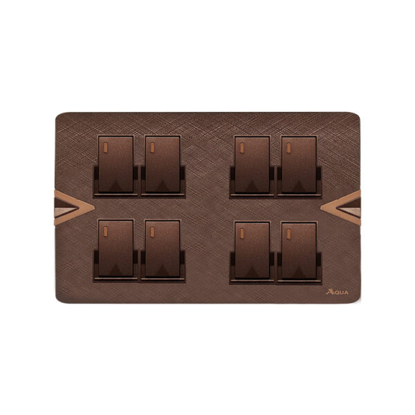 AQUA ARROW BROWN 8 GANG SWITCH - Aqua Electrical Switches & Sockets