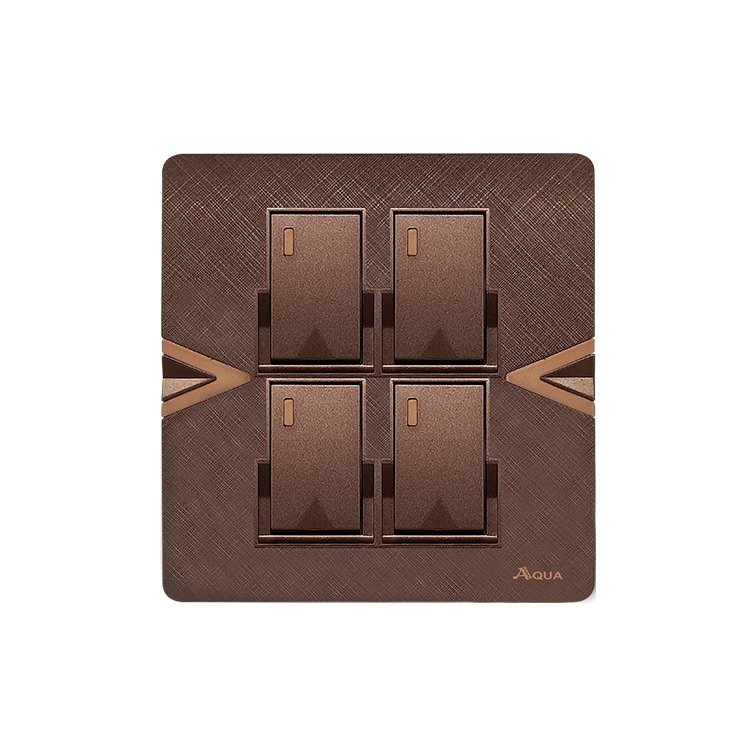 AQUA ARROW BROWN 4 GANG SWITCH - Aqua Electrical Switches & Sockets