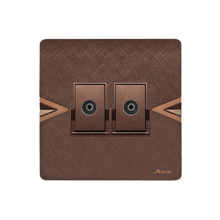AQUA ARROW BROWN DOUBLE TV SOCKET - Aqua Electrical Switches & Sockets
