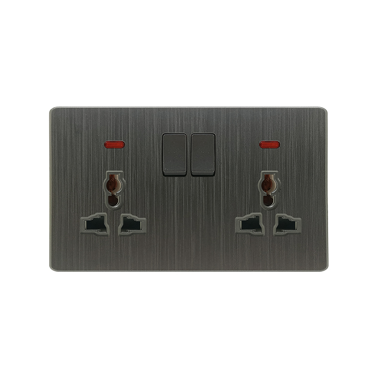 Aqua Xtreme Grey Double Multi Socket - Aqua Electrical Switches & Sockets
